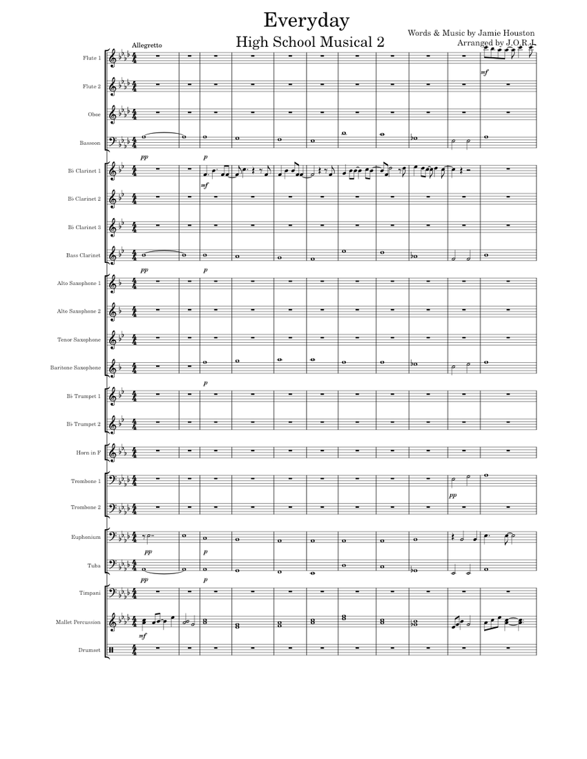 Everyday | High School Musical 2 | Arranged by J.O.R.J. Sheet music for ...