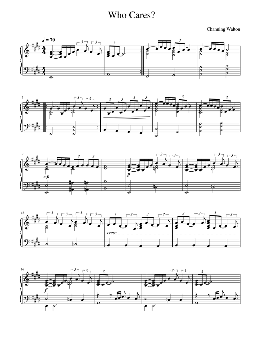Who Cares? Sheet music for Piano (Solo) | Musescore.com