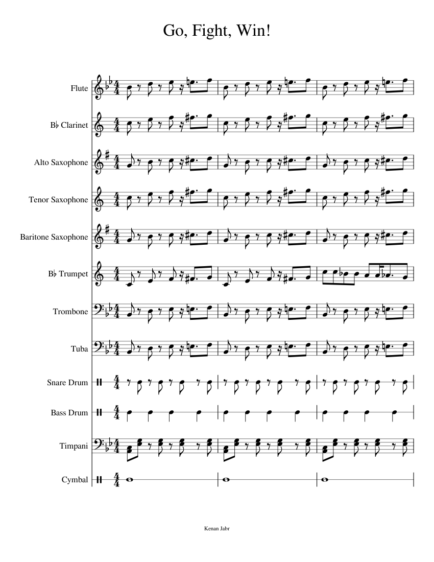 Go, Fight, Win! Sheet music for Trombone, Tuba, Flute, Clarinet in b ...