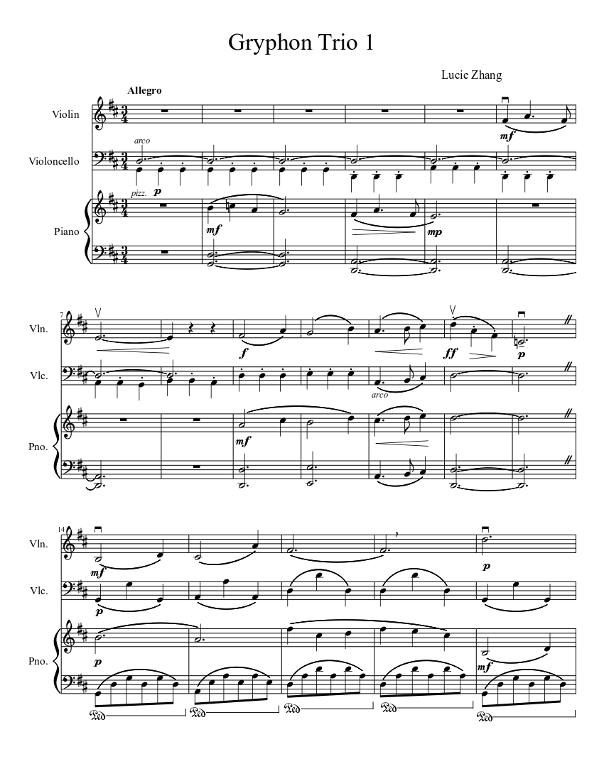 Gryphon Trio 1 Sheet music for Piano, Violin (Solo) | Musescore.com