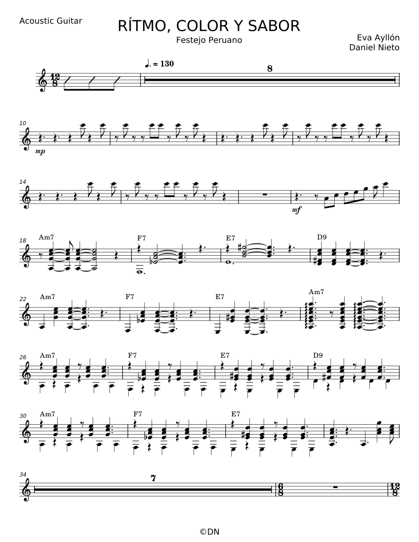 Ritmo, color y sabor - Eva Ayllón Sheet Music for Guitar (Solo) | MuseScore.com