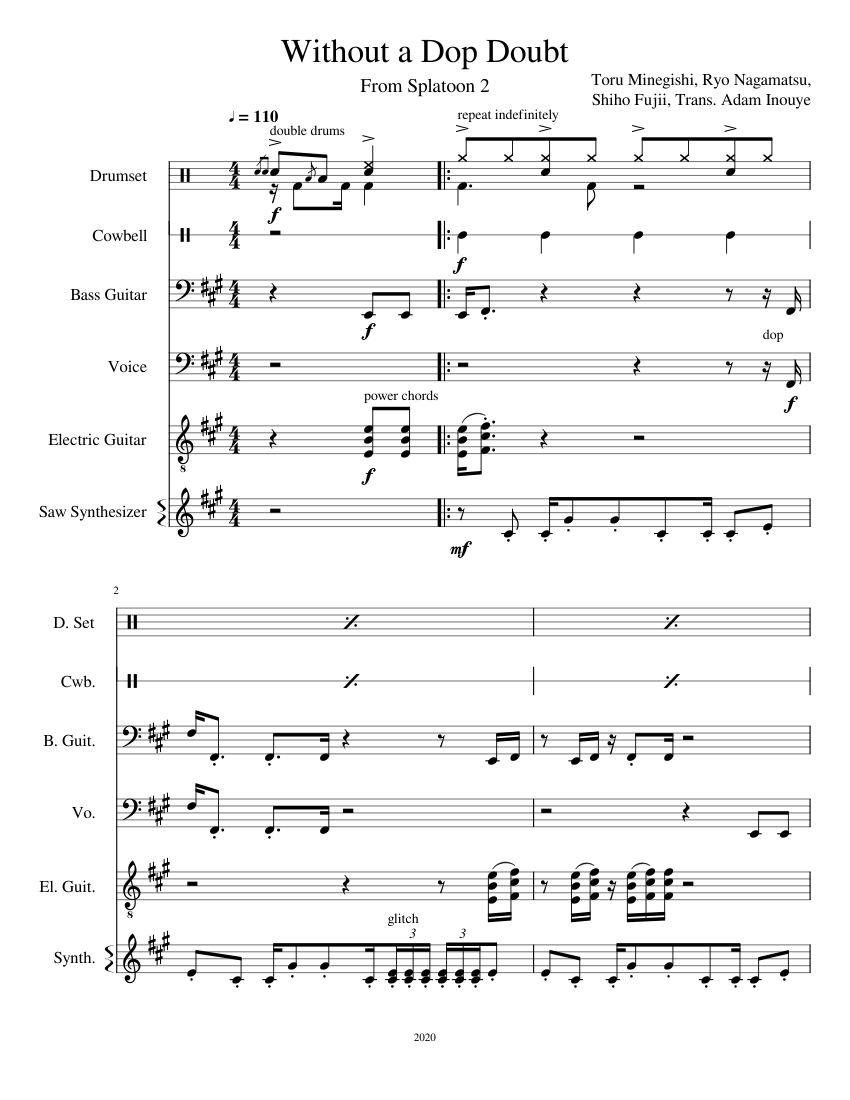 Without a Dop Doubt (Splatoon 2) Sheet music for Vocals, Guitar, Bass ...