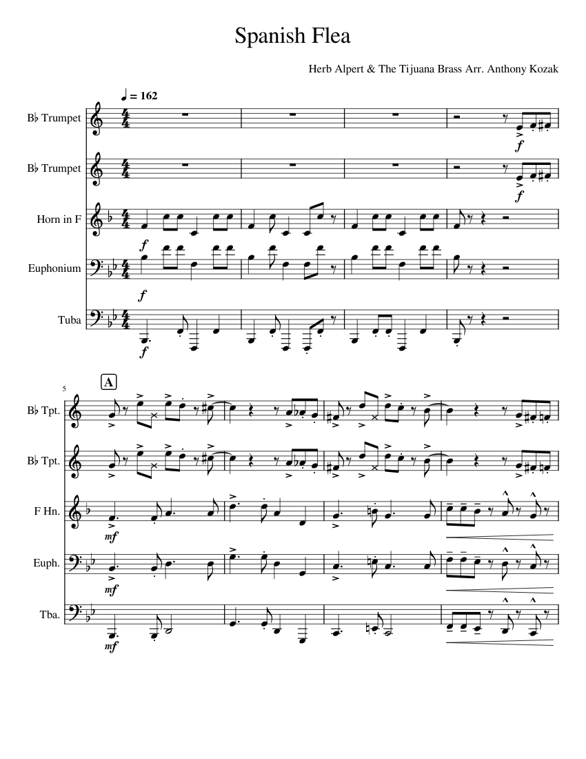 Spanish Flea Sheet music for Euphonium, Tuba, Trumpet in b-flat, French ...