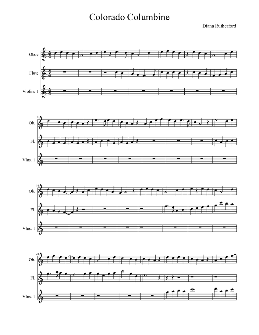 Colorado Columbine Sheet music for Flute, Oboe (Woodwind Duet ...