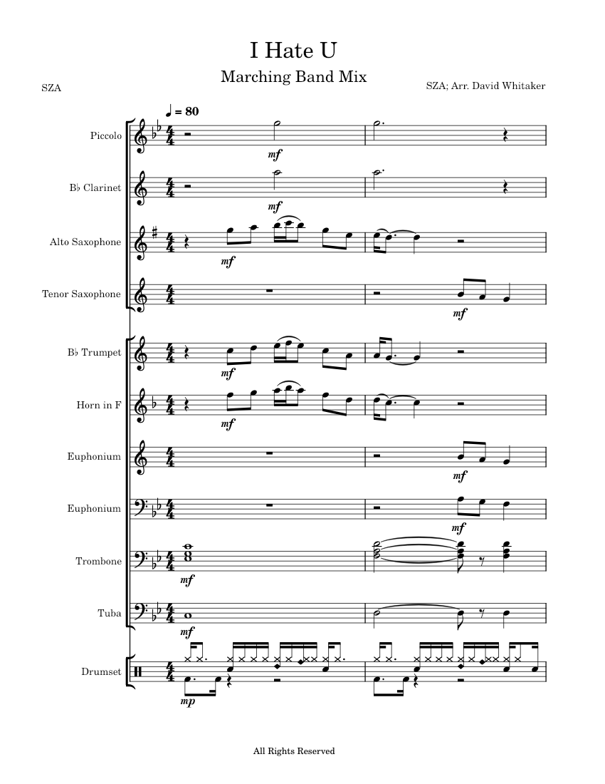 I_Hate_U Sheet music for Trombone, Euphonium, Tuba, Flute piccolo ...