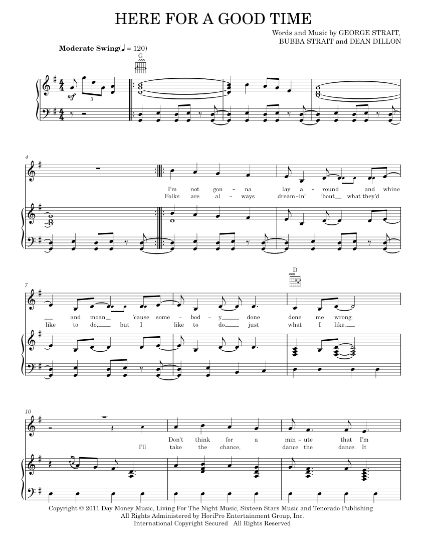 Play Official version of Here for a good time sheet music by George ...