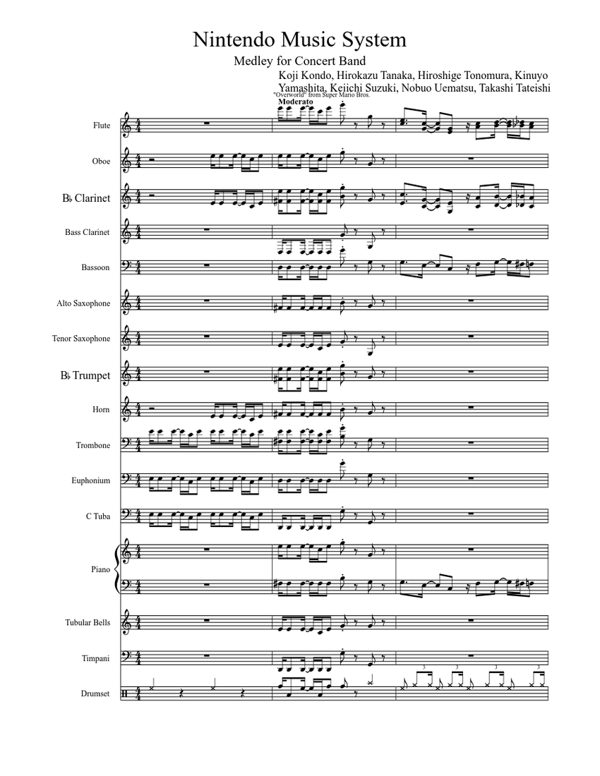 Nintendo Music System Sheet music for Piano, Trombone, Tuba, Flute ...