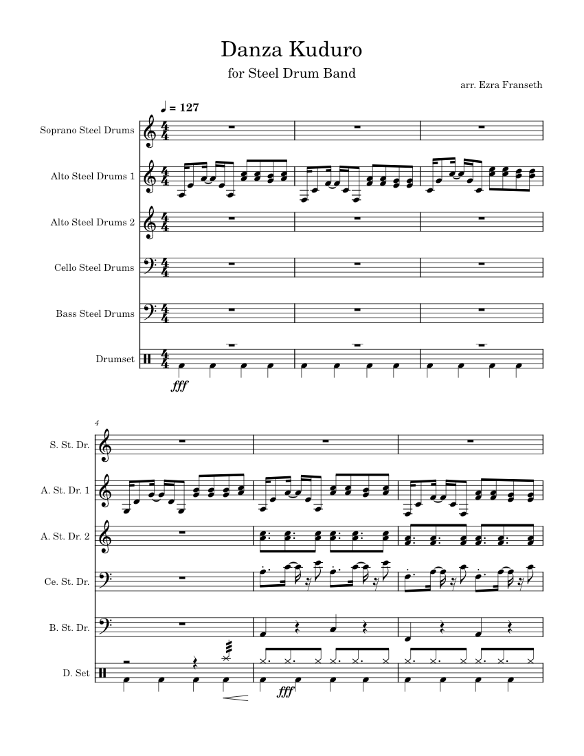 Danza Kuduro – Lucenzo And Don Omar for Steel Drum Band Sheet Music for ...