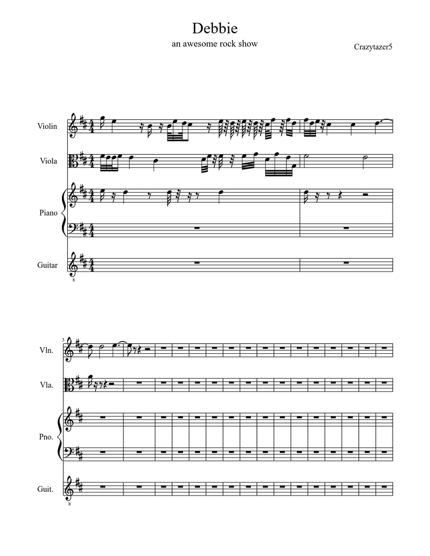 Debbie Sheet music for Piano, Violin, Viola, Guitar (Mixed Quartet ...