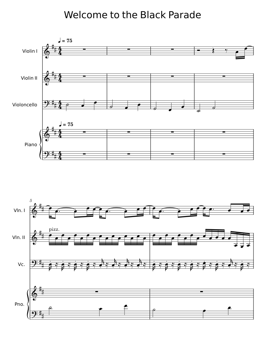 Welcome to the Black Parade Sheet music for Piano, Violin, Cello (Mixed ...