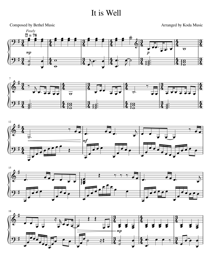 It is Well Sheet music for Piano (Solo) | Musescore.com