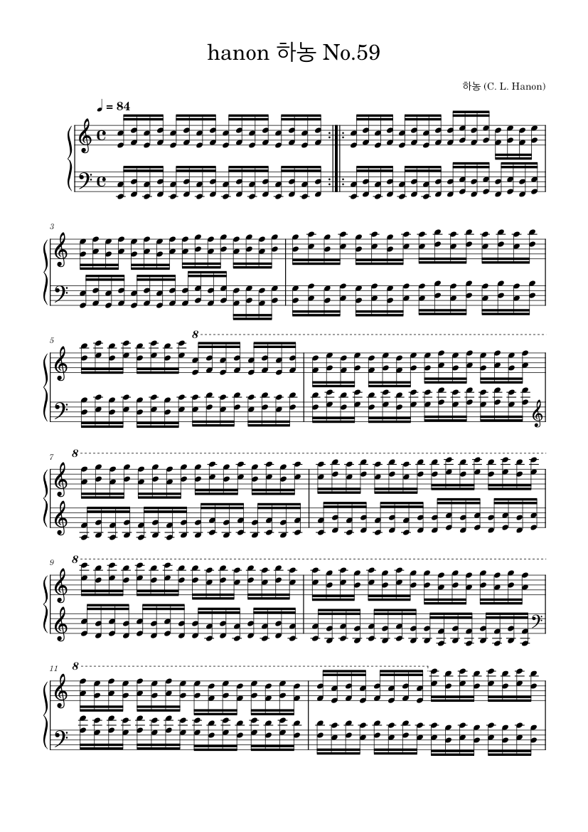 hanon 하농 No.59 Sheet music for Piano (Solo) | Musescore.com
