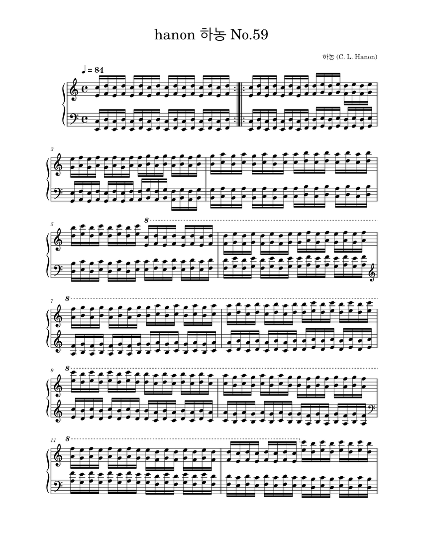 hanon 하농 No.59 Sheet music for Piano (Solo) | Musescore.com