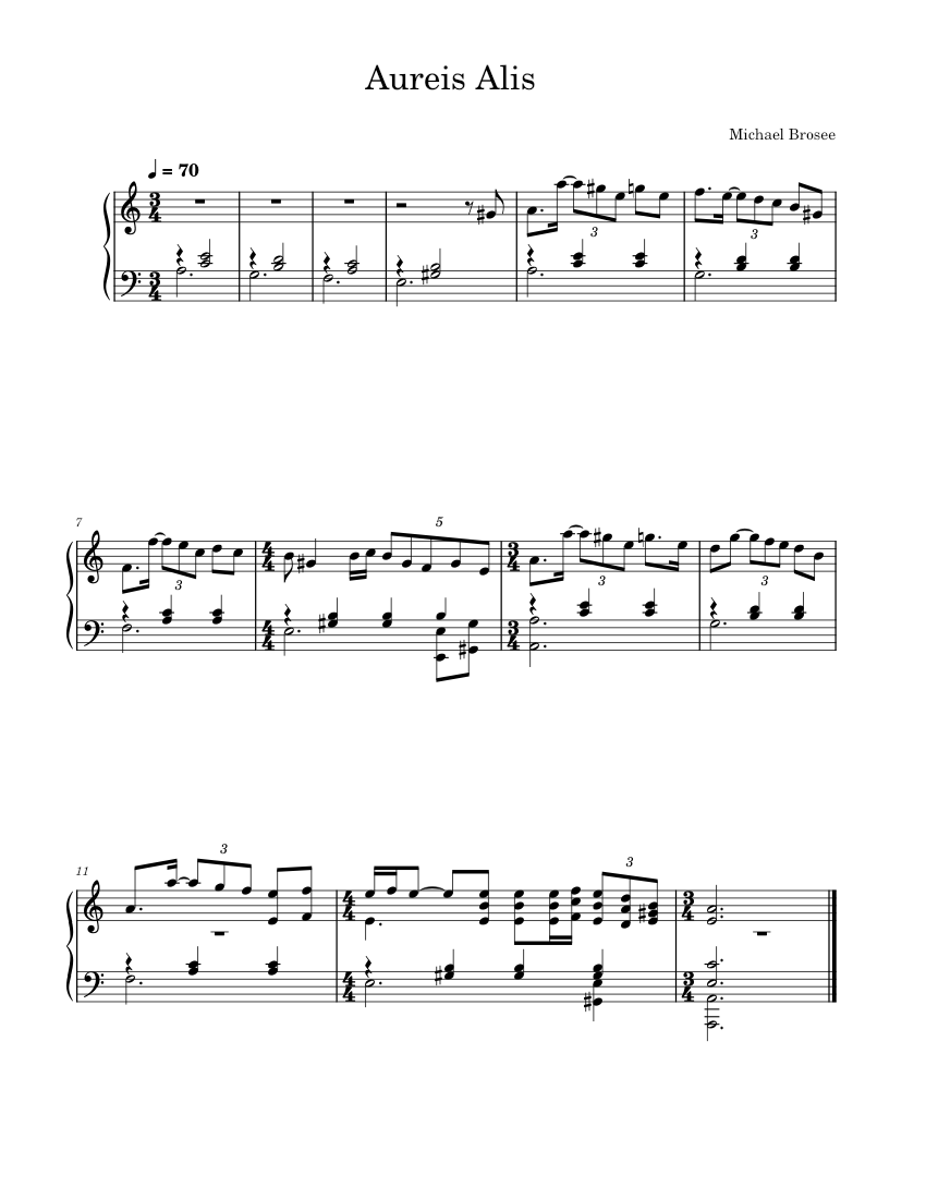 Aureis Alis Sheet music for Piano (Solo) | Musescore.com