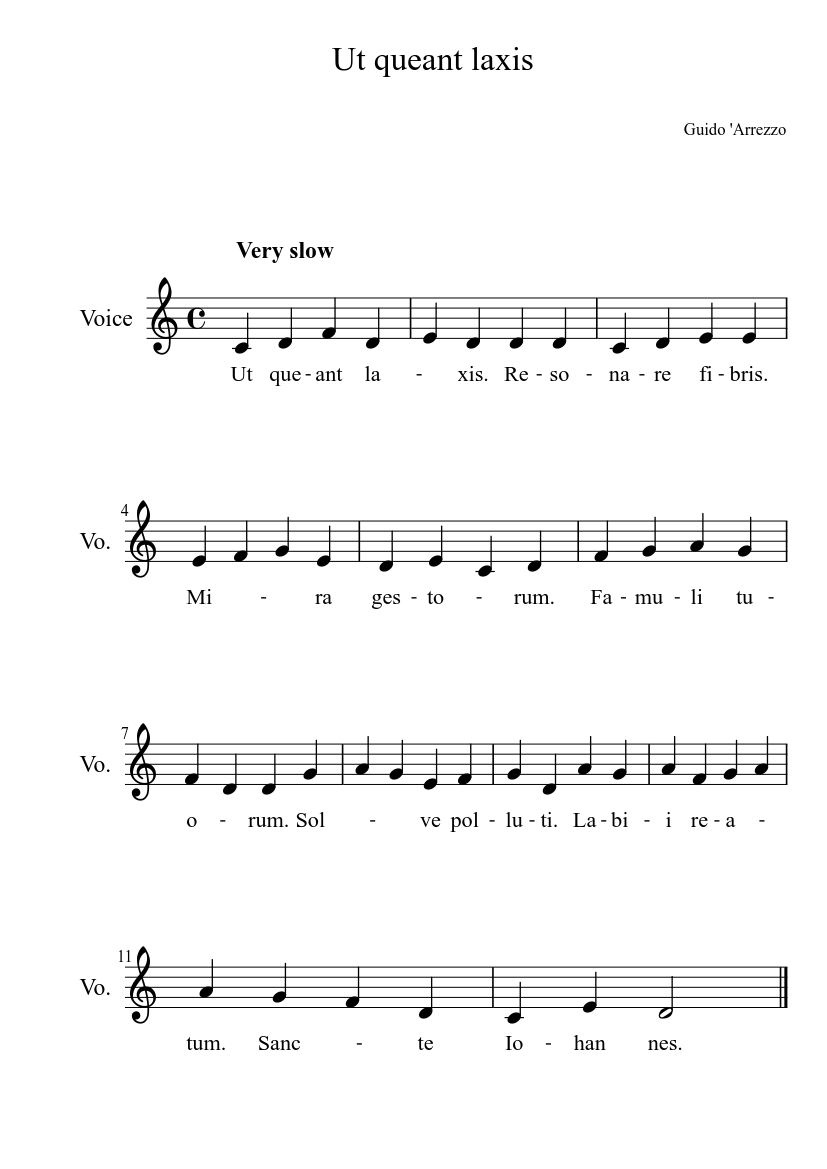 Ut queant laxis Sheet music for Voice (other) (Solo) | Musescore.com