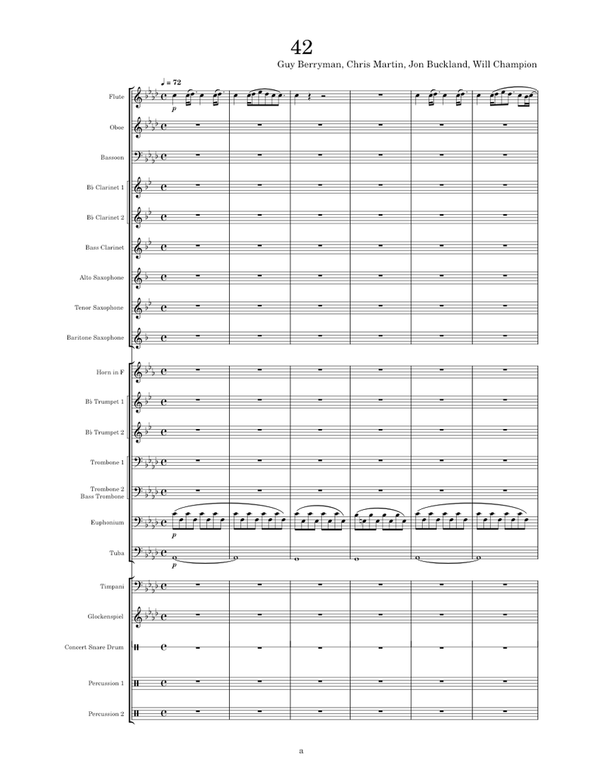 42 – Coldplay (for Concert Band) Sheet music for Trombone, Euphonium ...