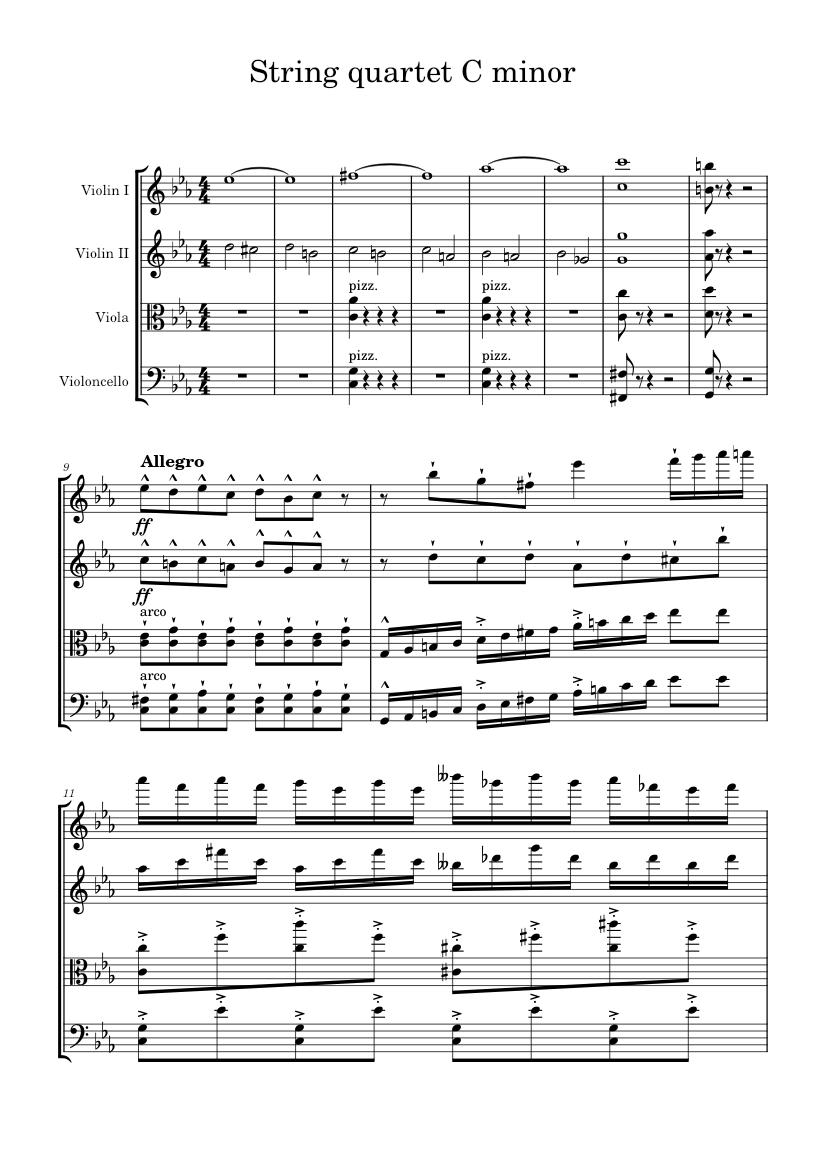 String quartet C minor Sheet music for Violin, Viola, Cello (String Quartet) | Musescore.com