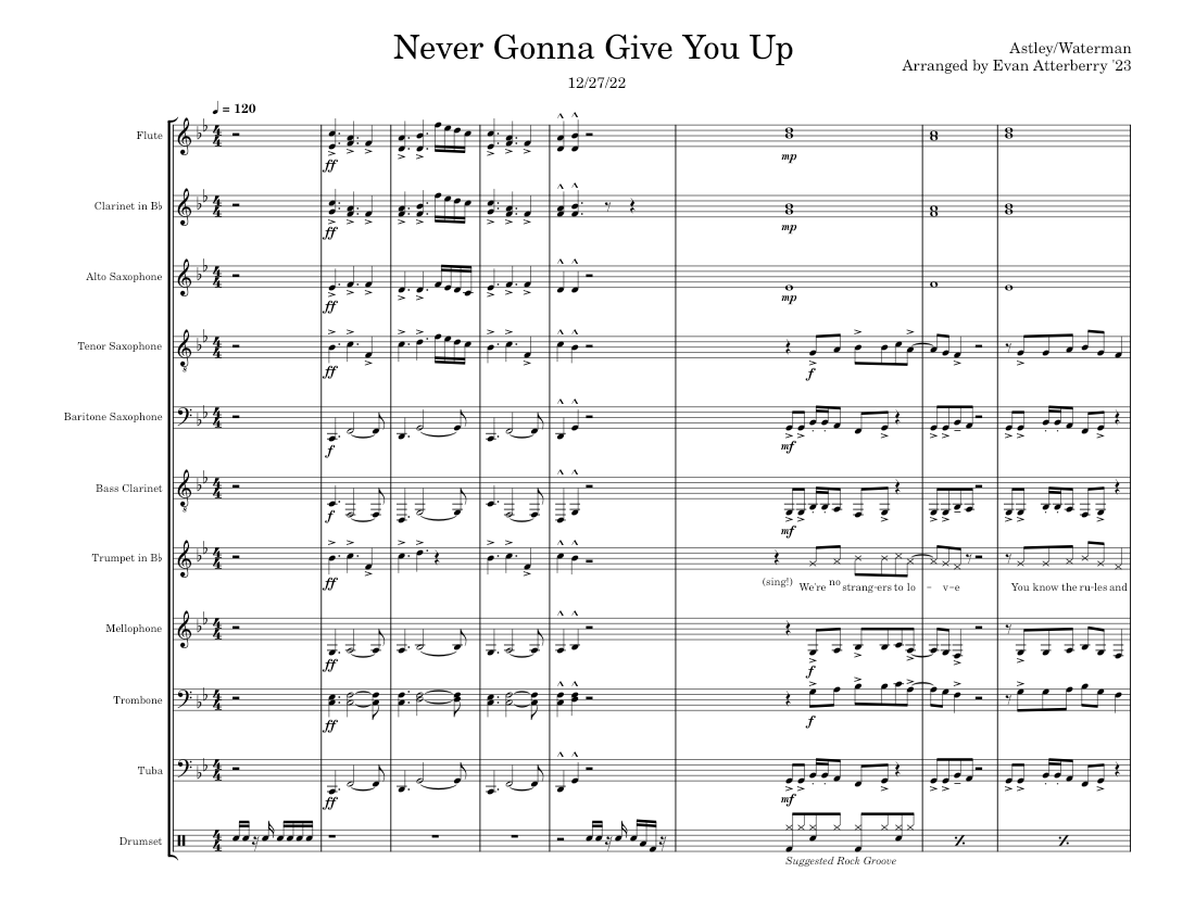 Never Gonna Give You Up – Rick Astley Never Gonna Give You Up 1.0 Sheet ...