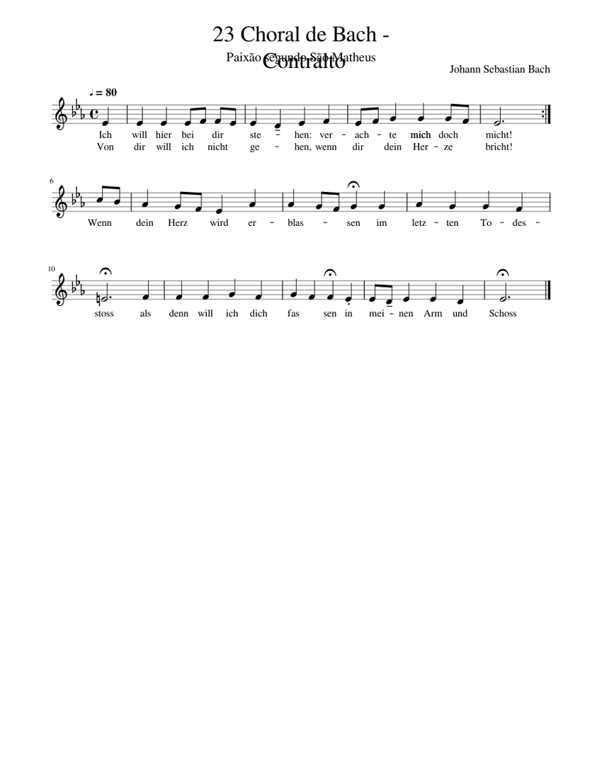 Contraltos Coro de Bach Sheet music for Piano (Solo) | Musescore.com