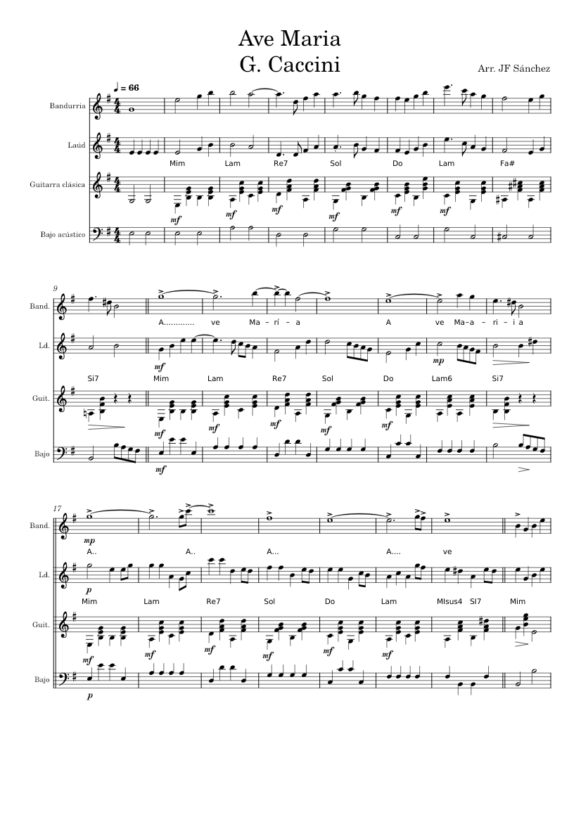 Ave maria – Giulio Caccini AveMaria Caccini Strings Sheet music for Guitar, Bass guitar, Strings ...