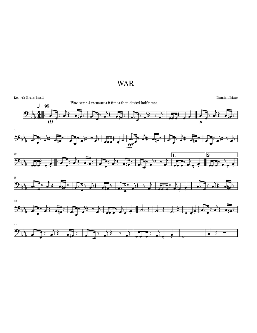 WAR Sheet music for Tuba (Solo) | Musescore.com