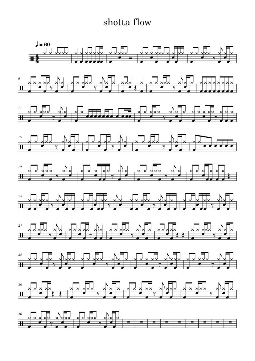 shotta flow Sheet music for Drum group (Solo) | Musescore.com