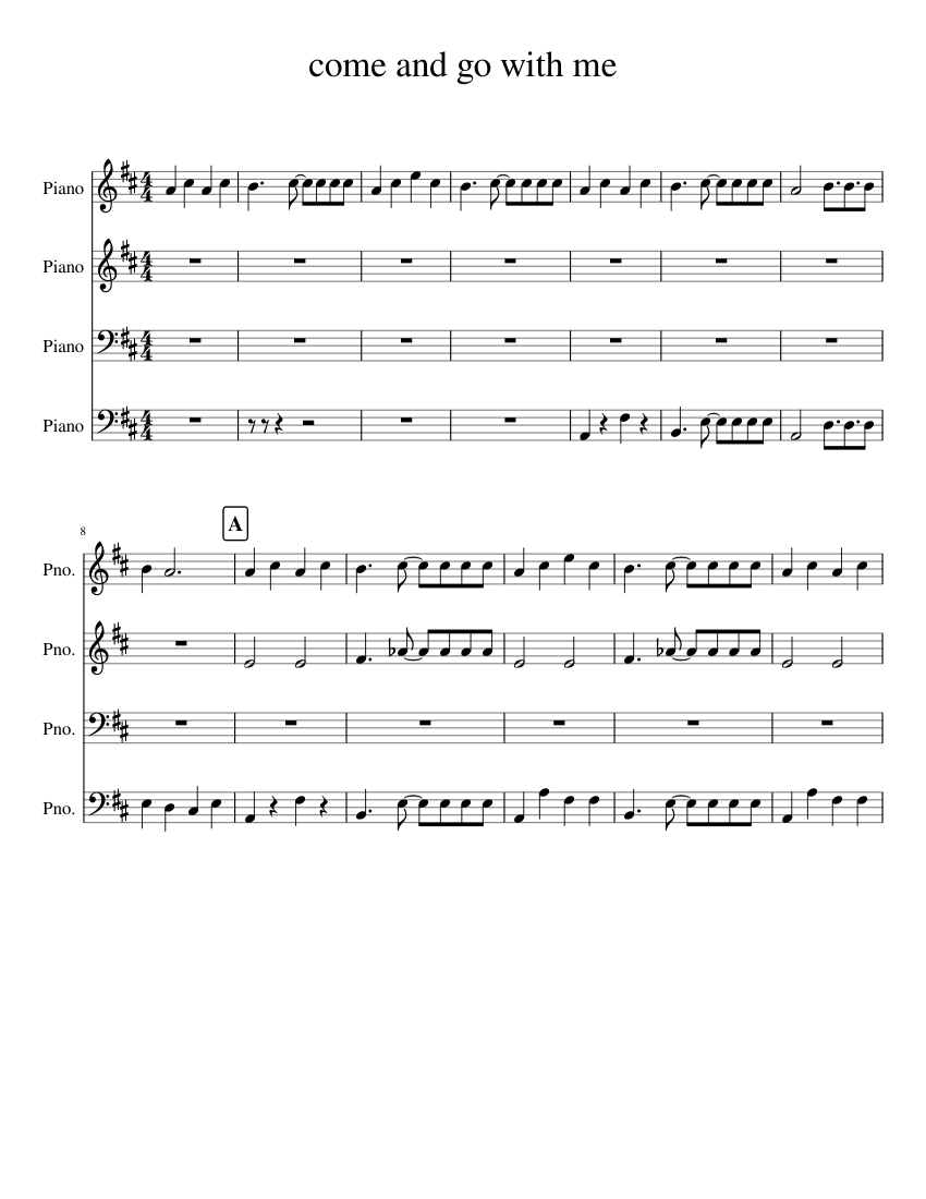 come and go with me Sheet music for Piano (Mixed Quartet) | Musescore.com