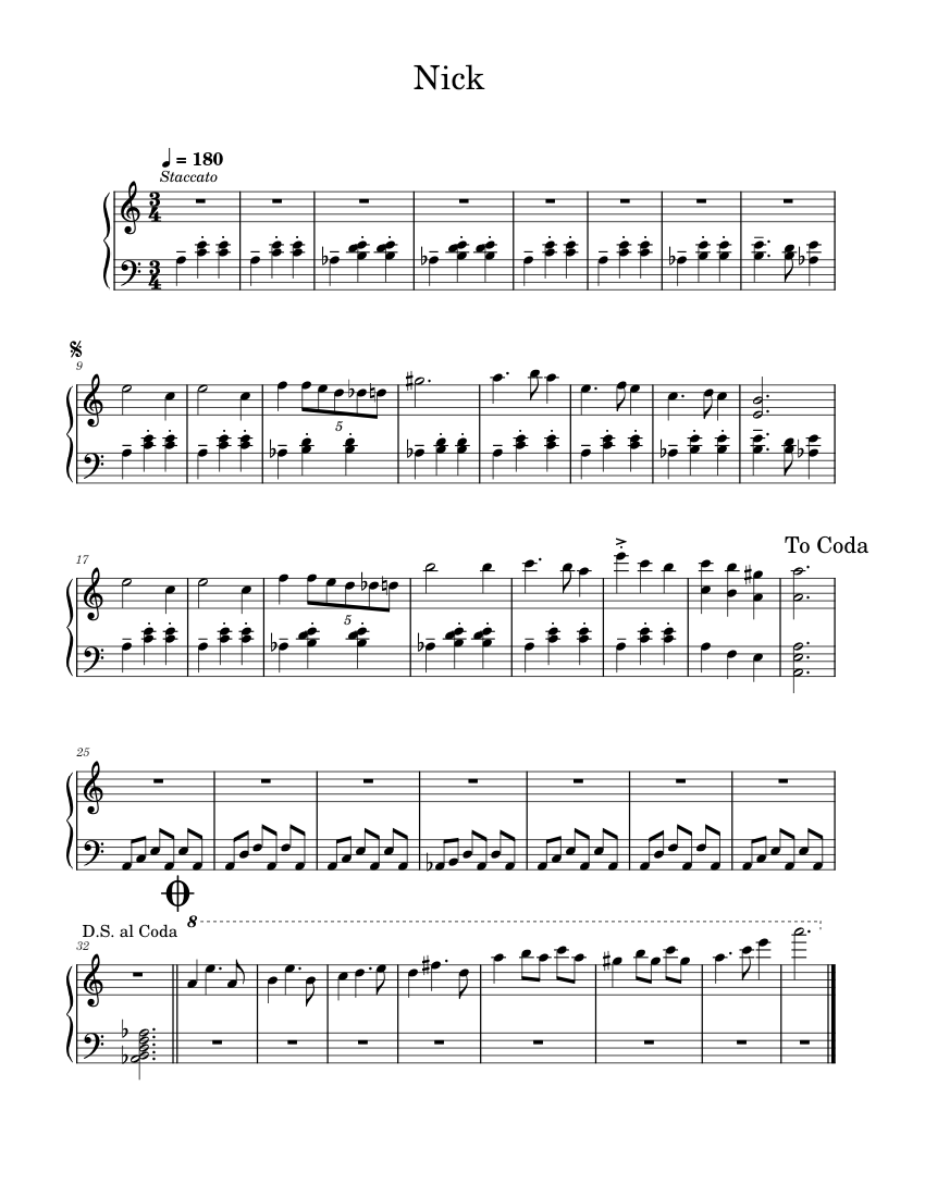Nick Sheet music for Piano (Solo) | Musescore.com