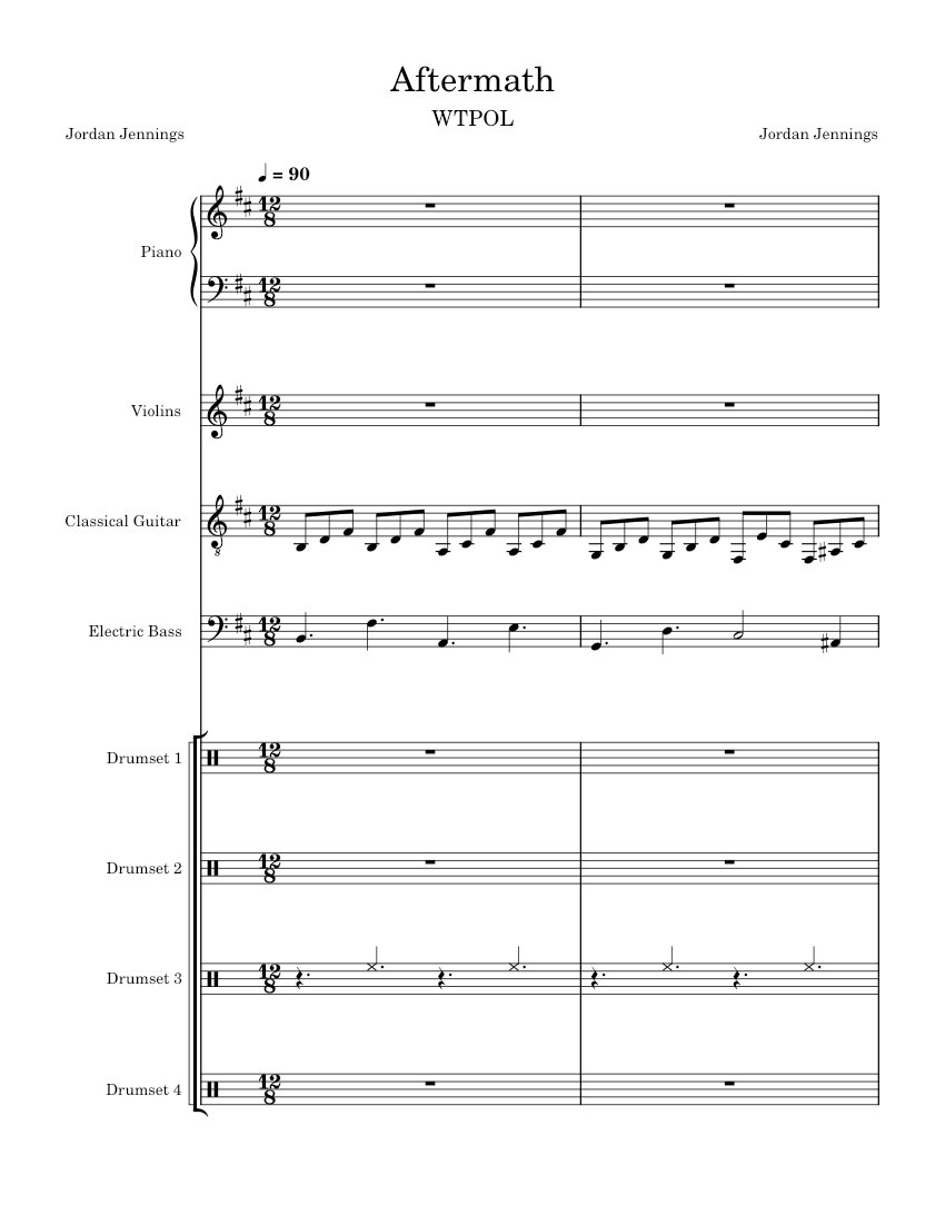 Aftermath V2 Sheet music for Piano, Guitar, Bass guitar, Drum group ...