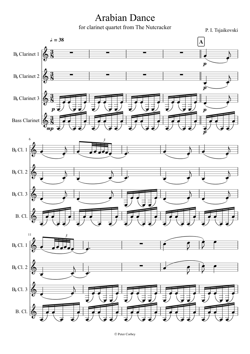 Arabian Dance for clarinet quartet from The Nutcracker by P.I ...