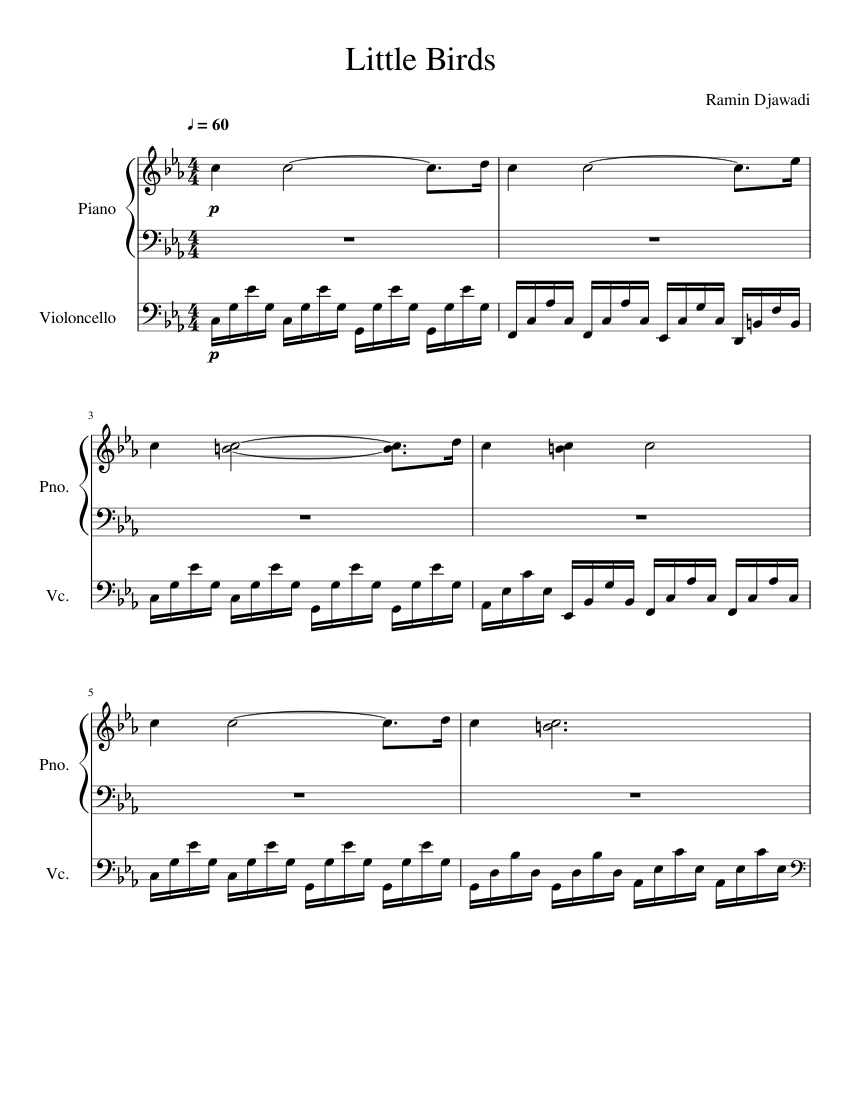 Little Birds Sheet music for Piano, Cello (Solo) | Musescore.com