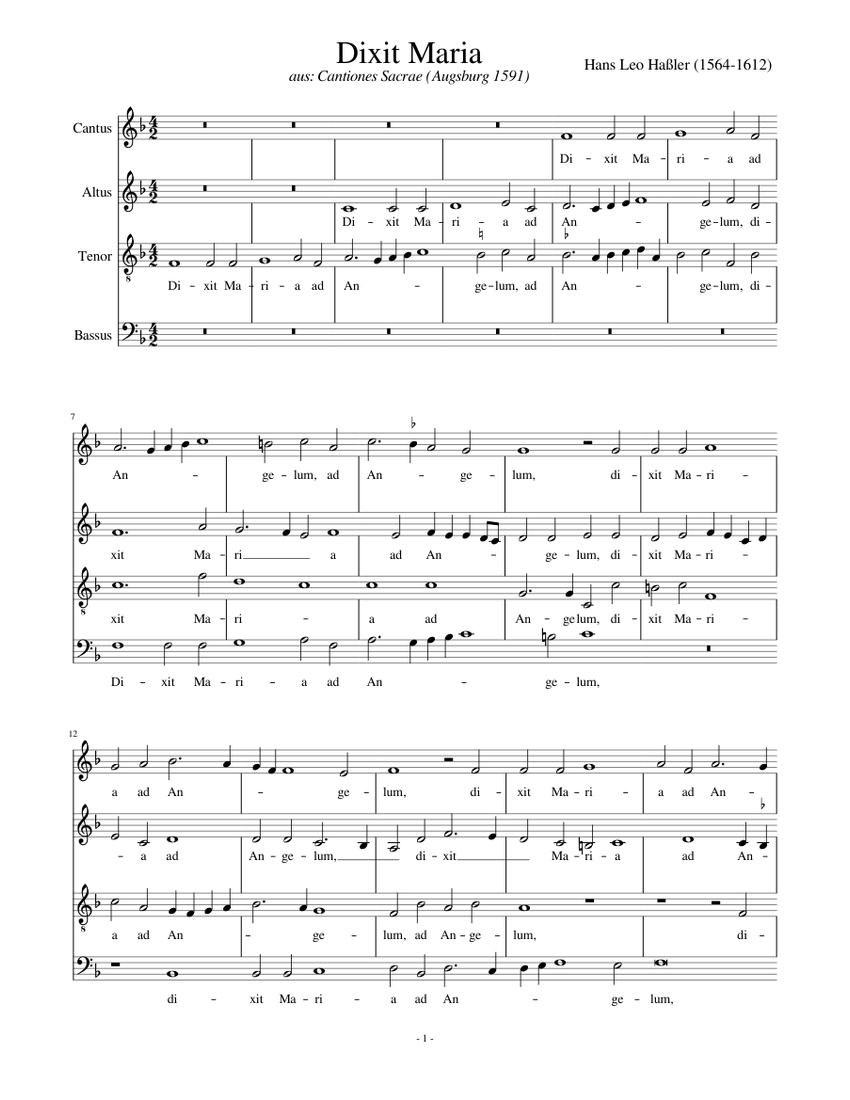 Dixit Maria Sheet music for Soprano, Alto, Tenor, Bass voice (SATB) | Musescore.com