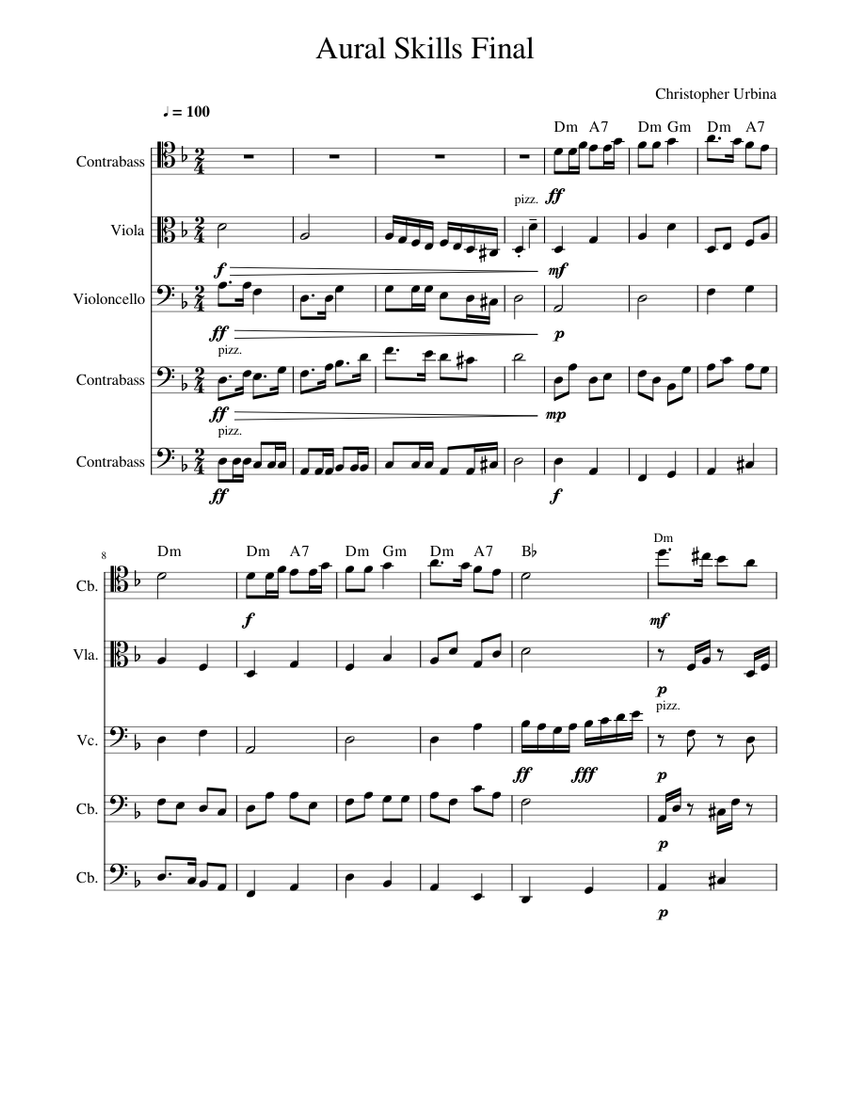 Aural Skills Final Sheet music for Contrabass, Viola, Cello (Mixed ...