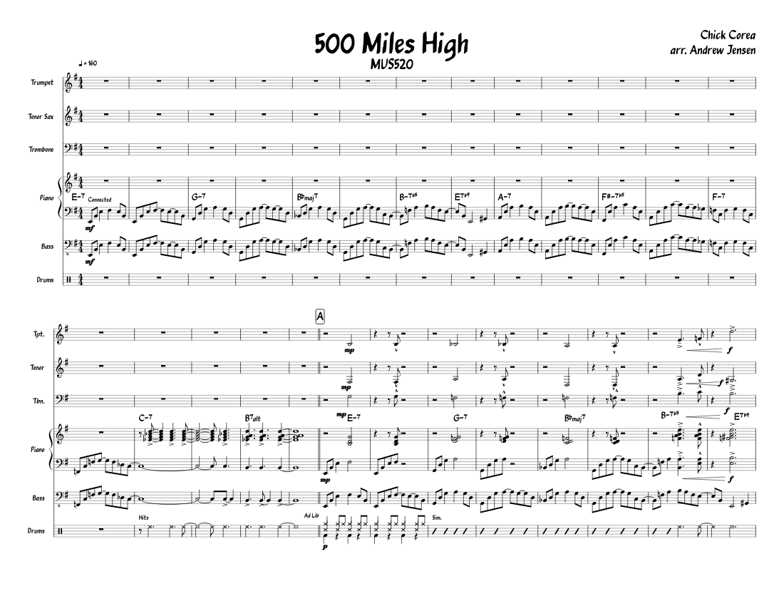 500 Miles High Sheet Music with Chords for Piano, Trombone, Saxophone ...