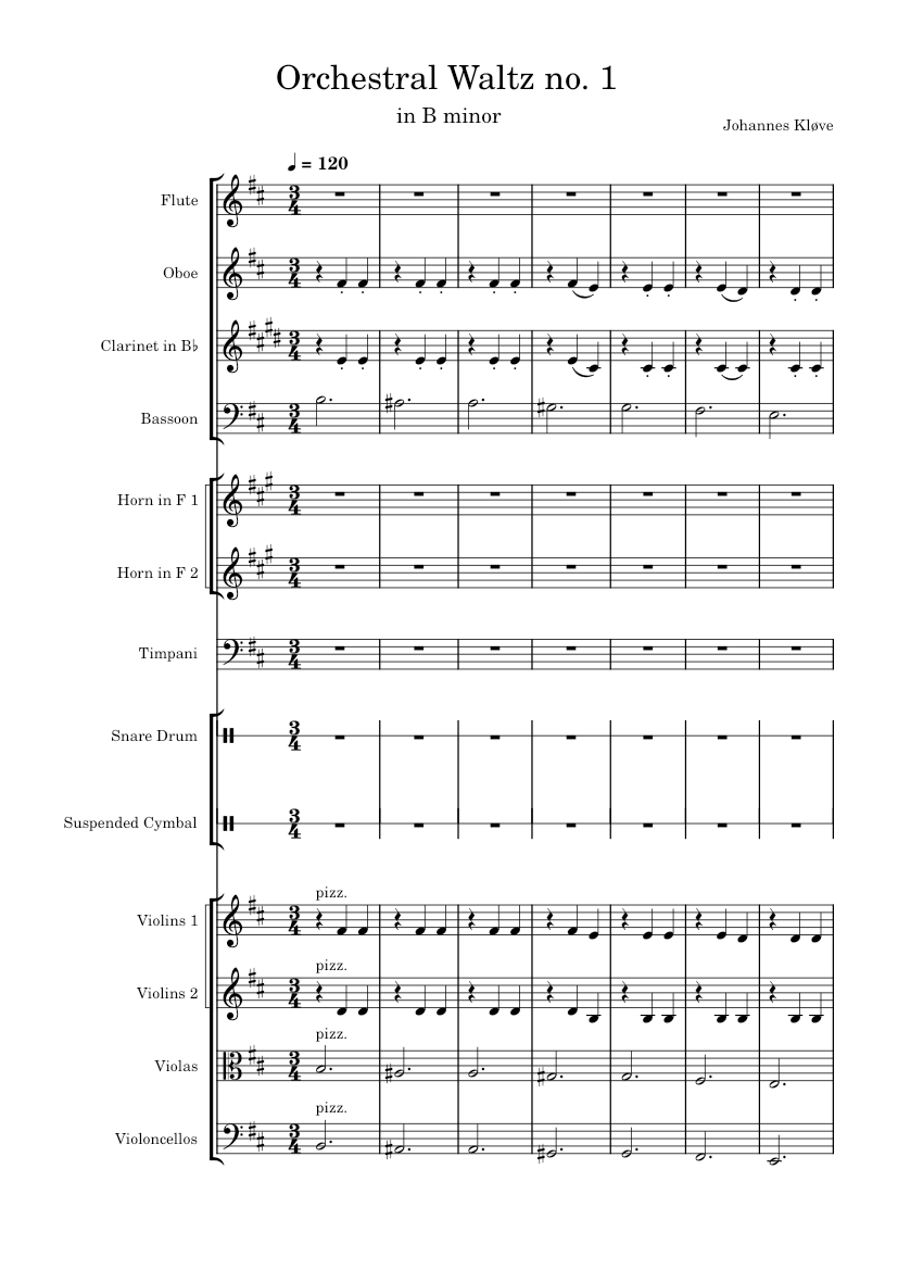 Orchestral Waltz no. 1 Sheet music for Flute, Oboe, Bassoon, French ...