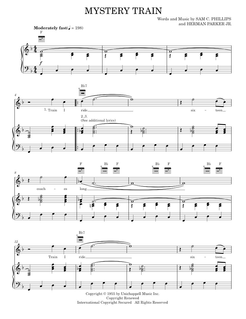 mystery train Sheet music for Piano, Vocals by Elvis Presley Official ...