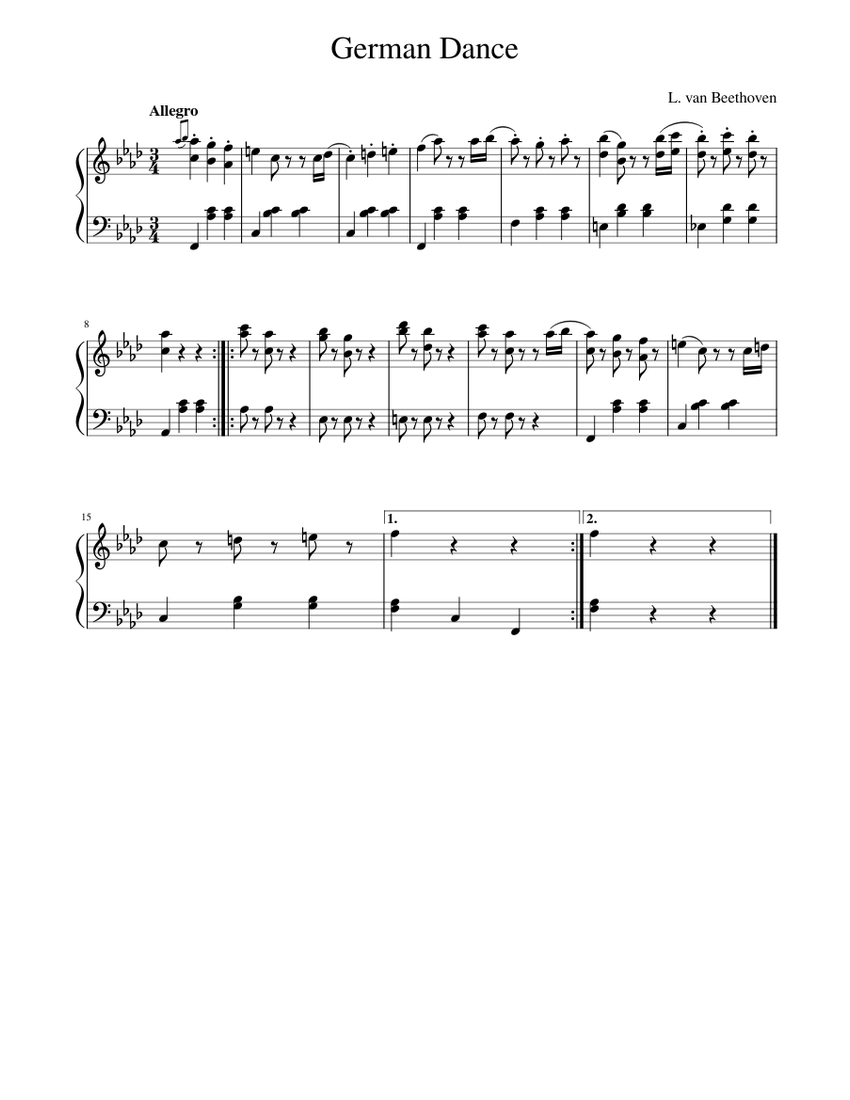 German Dance Sheet music for Piano (Solo) Easy | Musescore.com