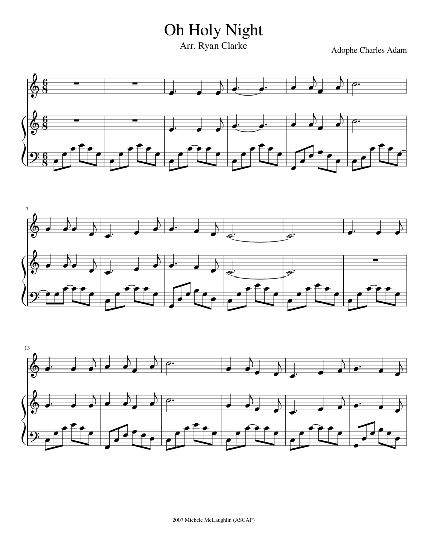 Oh Holy Night Sheet music for Piano, Vocals (Piano-Voice) | Musescore.com