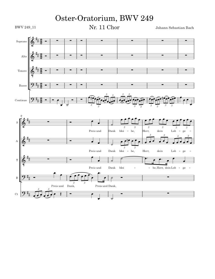 BWV249-11 Oster-Oratorium Sheet Music for Synth voice, Bass guitar ...
