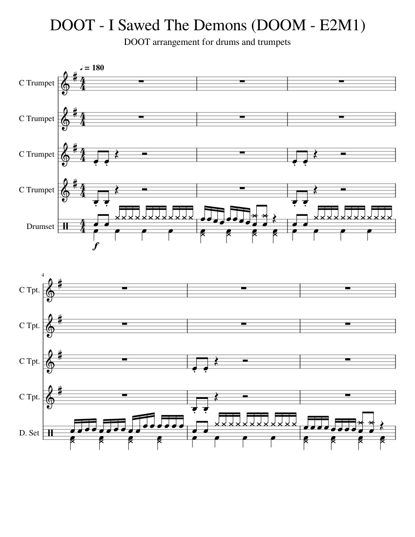DOOT_-_I_Sawed_The_Demons_(DOOM_-_E2M1) Sheet music for Drum group ...