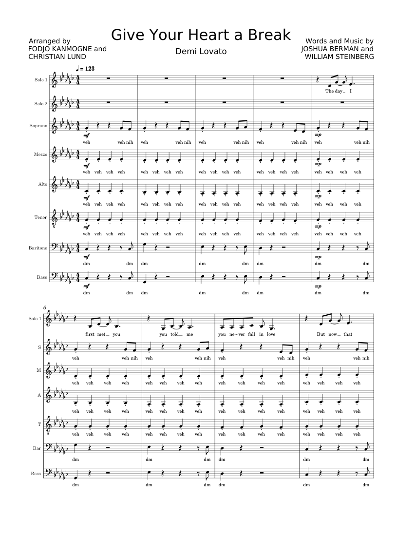 Give Your Heart a Break Sheet music for Piano (A Capella) | Musescore.com