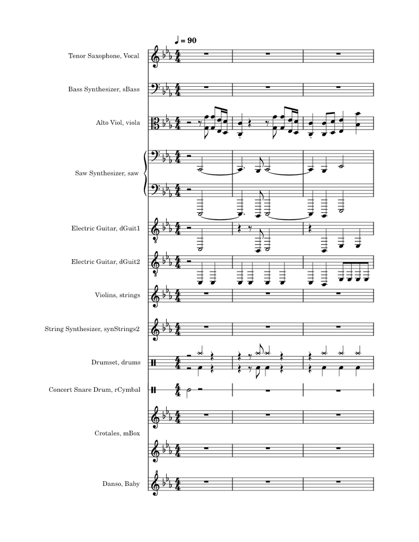 Left Behind FNAF Sheet music for Saxophone tenor, Snare drum, Guitar ...