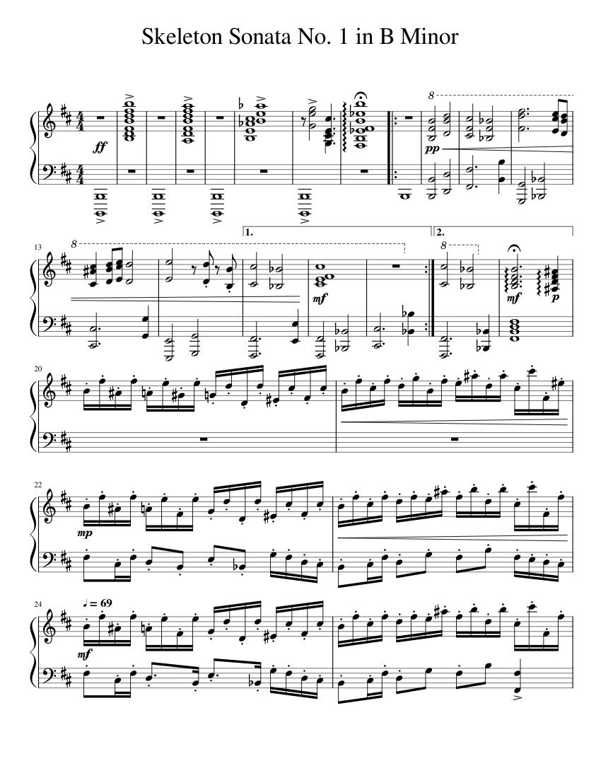Skeleton Sonata No. 1 in B minor Sheet music for Piano (Solo ...