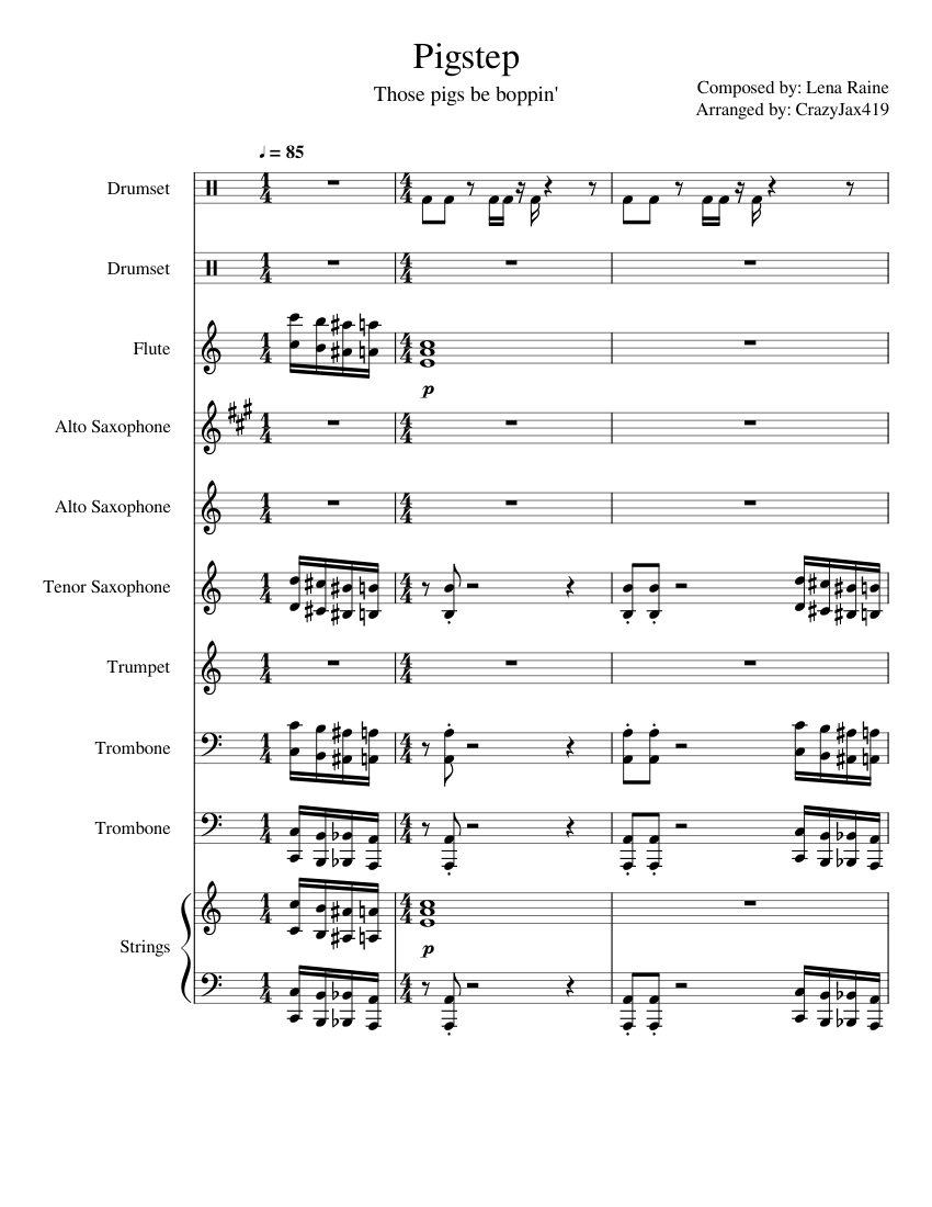 Pigstep Sheet music for Trombone, Flute, Saxophone alto, Saxophone ...