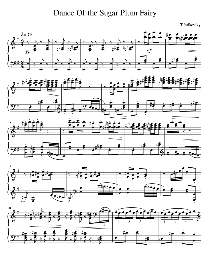 Dance Of The Sugar Plum Fairy, Op. 71a (from The Nutcracker) – Pyotr Ilyich Tchaikovsky Sheet ...