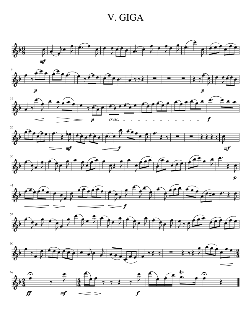 Giga Sheet music for Piano (Solo) | Musescore.com