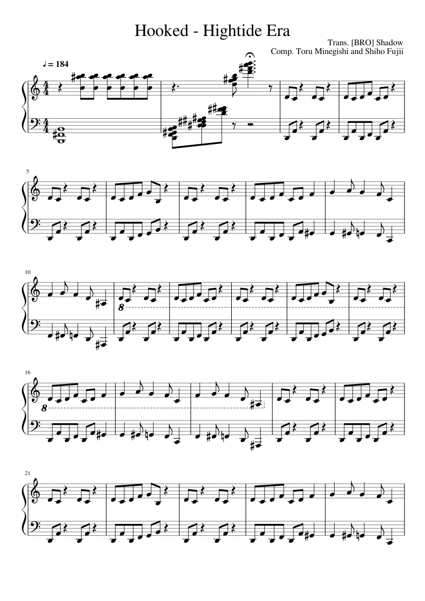 Hooked - Hightide Era from Splatoon Sheet music for Piano (Solo ...