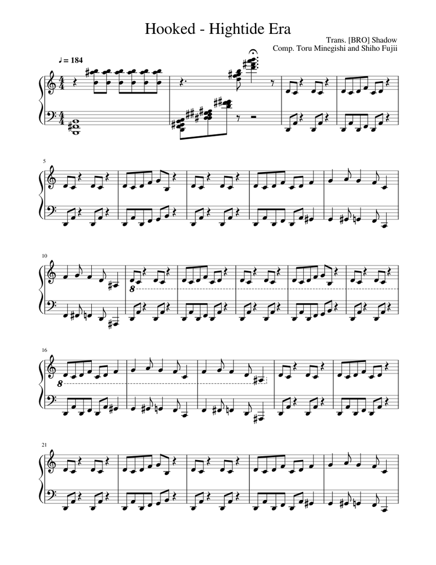 Hooked - Hightide Era from Splatoon Sheet music for Piano (Solo ...