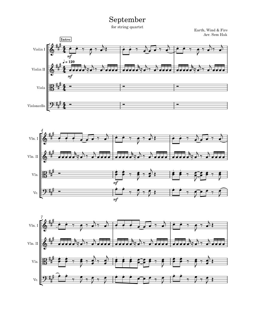 September – Earth, Wind & Fire September by Earth, Wind & Fire Sheet music for Violin, Viola ...