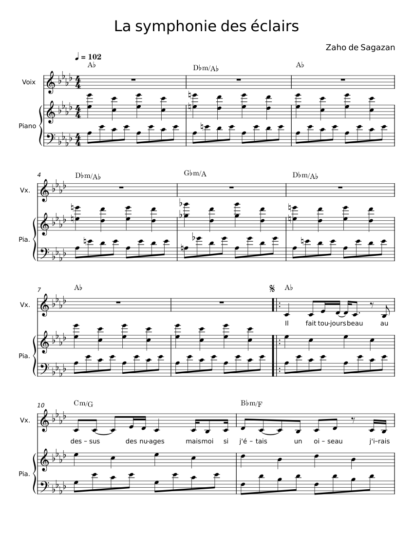 La Symphonie Des clairs Zaho De Sagazan Sheet Music For Piano La Symphonie Des clairs Zaho De Sagazan Sheet Music For Piano